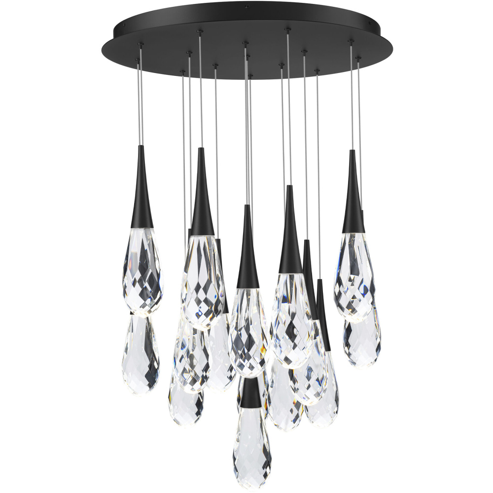 Hibiscus 15 Light 120-277V Multi-Light Pendant (Round Canopy) in Black ...
