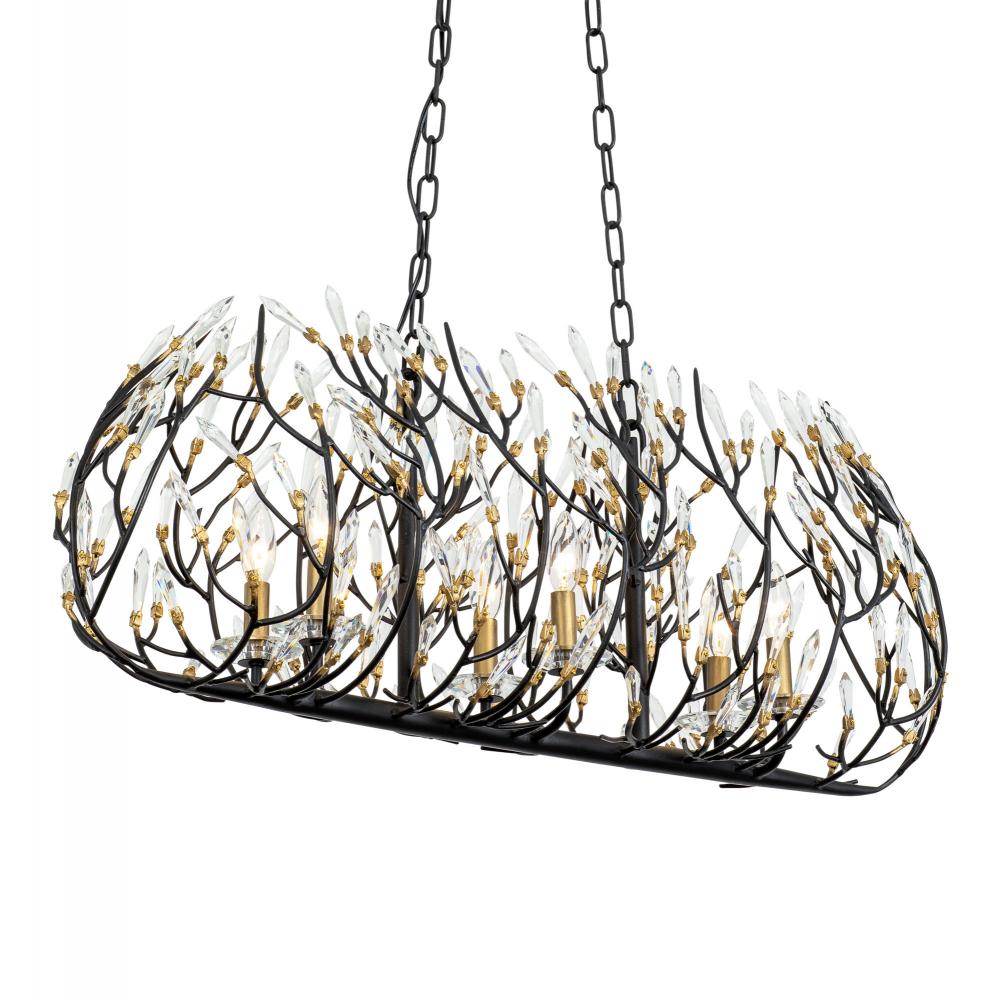 Bask 6-Lt Crystal Linear Pendant - Matte Black/French Gold : 271N06MBFG ...