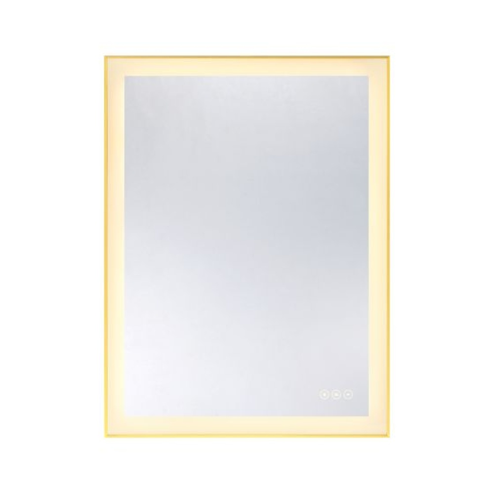 Paulding LED Rectangle Frontlit Mirror with Gold Frame : 2-1232-24X32 ...