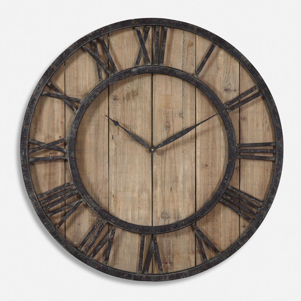 Uttermost Powell Wooden Wall Clock : 06344 | LBU Lighting